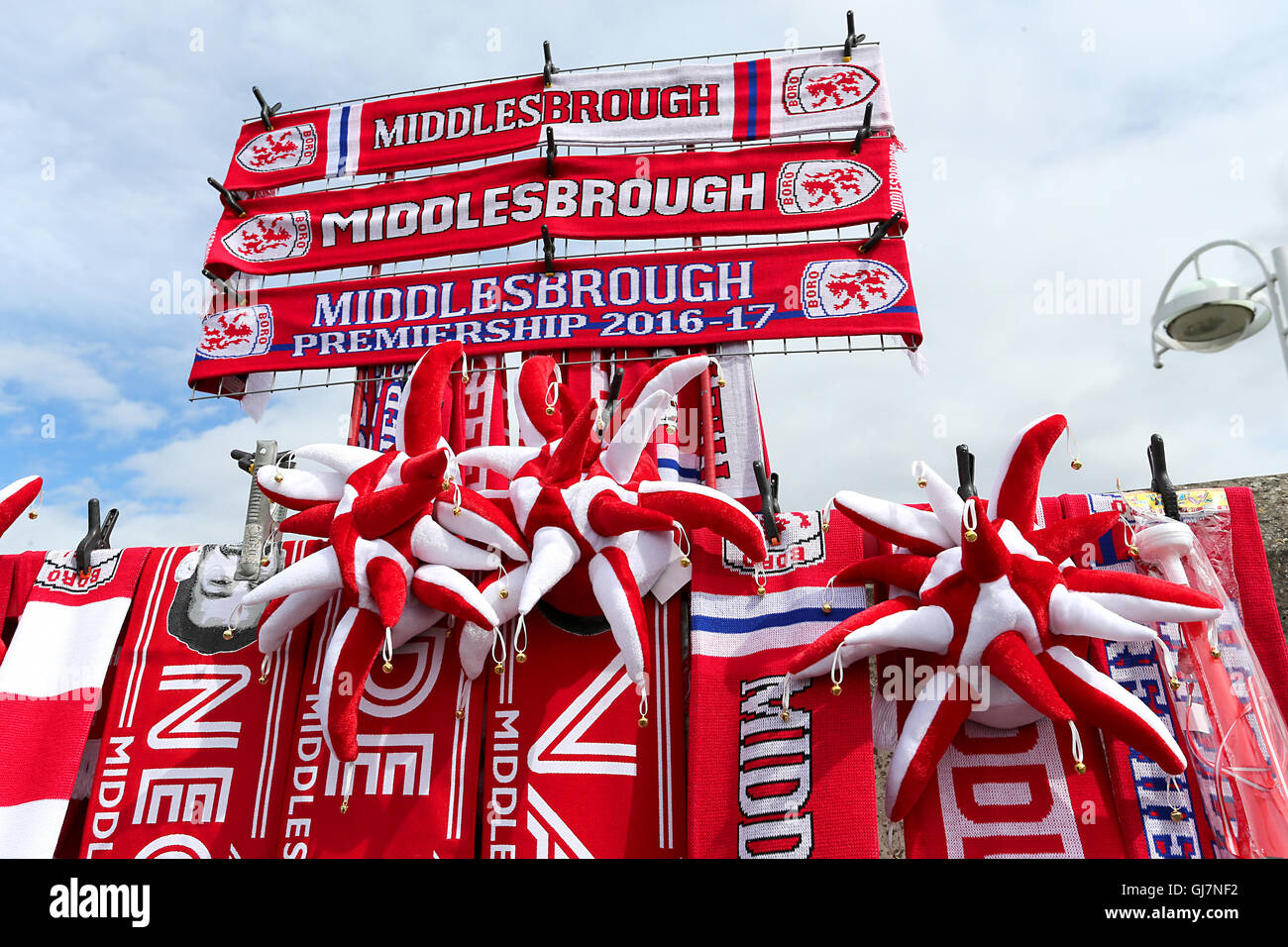 Scarves on sale prior to the Premier League match at the Riverside ...