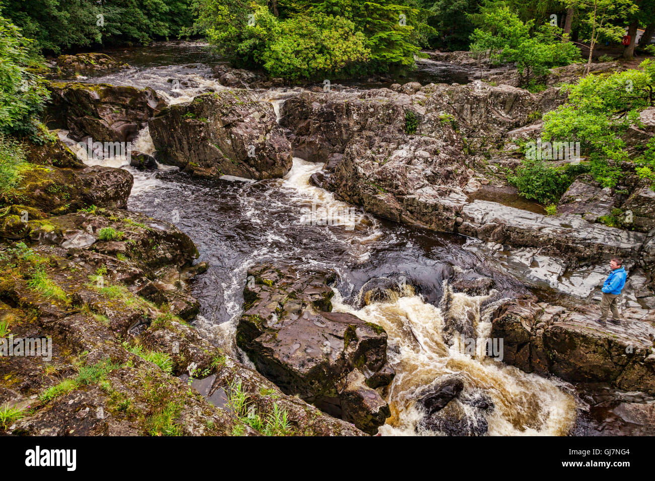 The River Llugwy tumbles over rocks at Betws-y-Coed, Snowdonia National ...