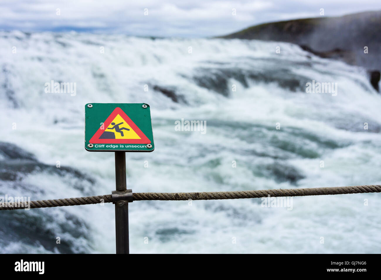 Gullfoss - Golden waterfall, sign Stock Photo - Alamy