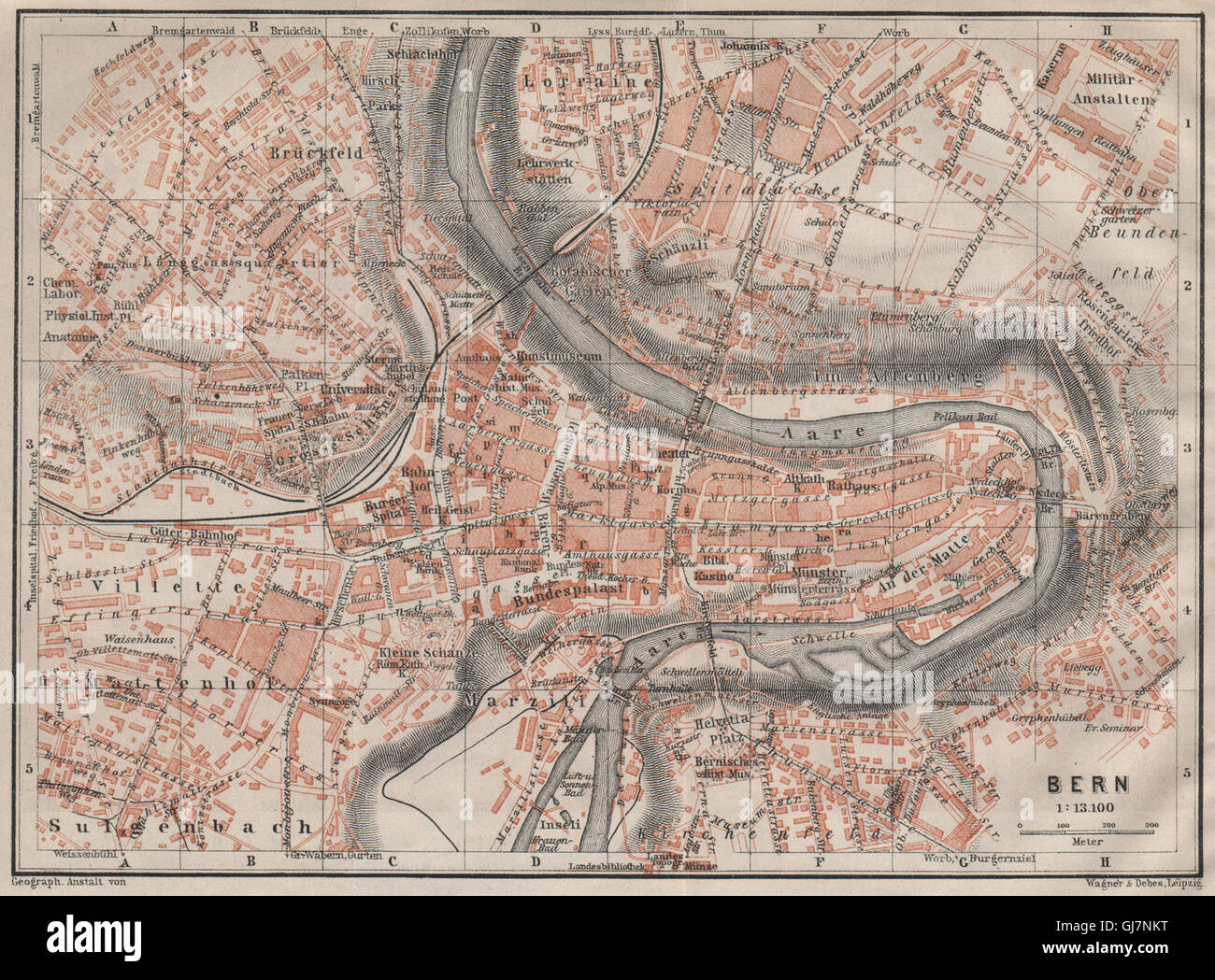Berne vintage town city map hi-res stock photography and images - Alamy