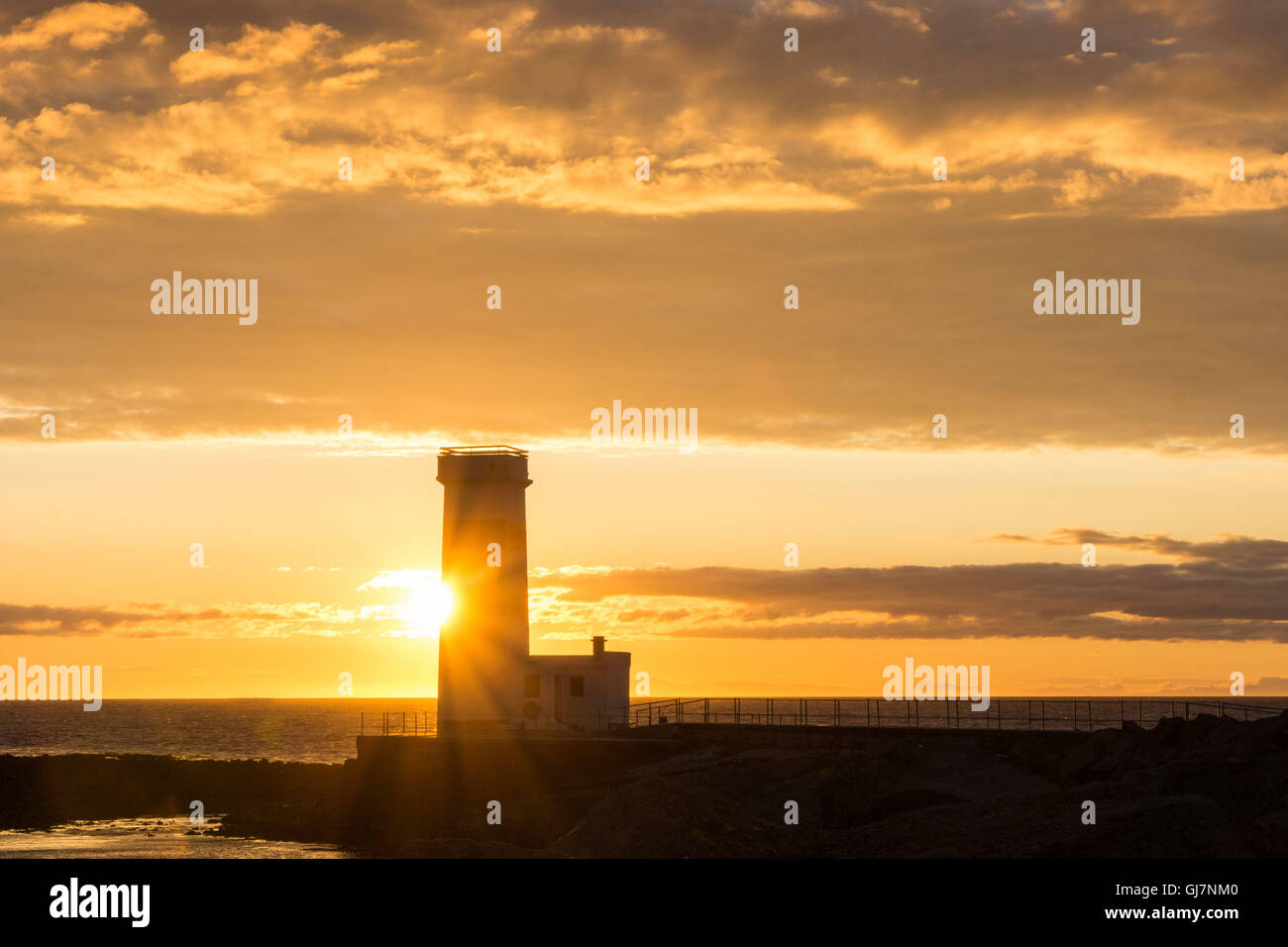 Iceland, Gardskagi, lighthouse, sunset Stock Photo - Alamy