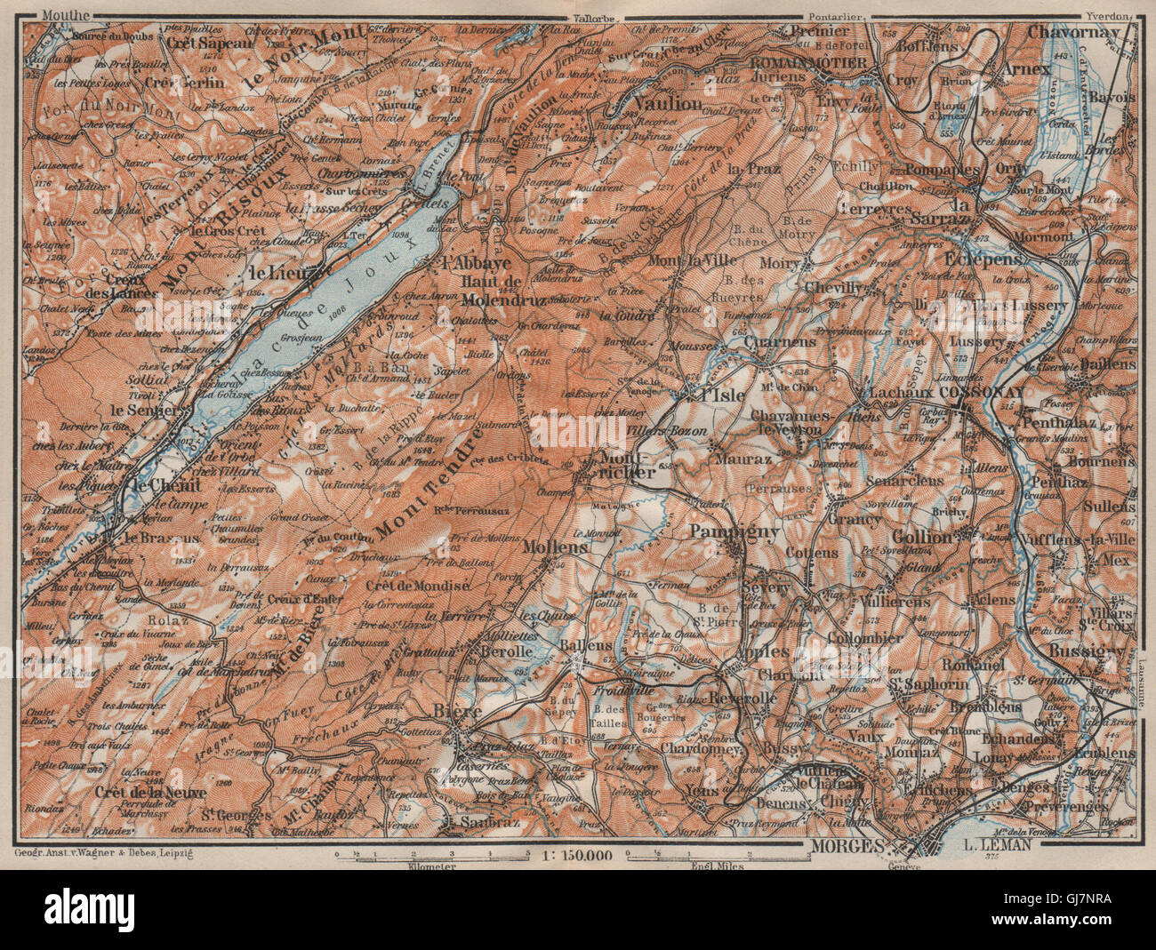 WESTERN JURA. Morges Cossonay Vaulion Mont Risoux/Tendre Lac de Joux ...