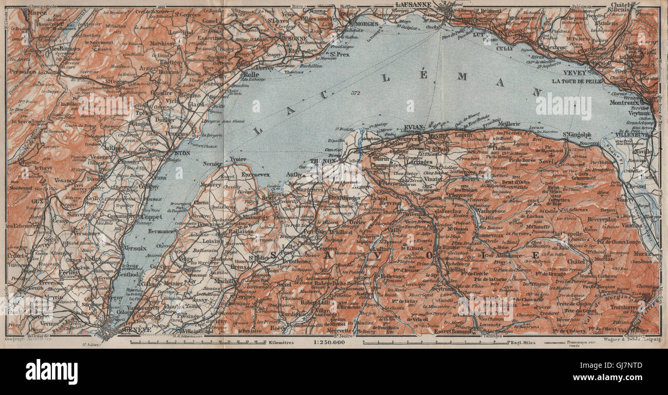 Map of lake geneva hi-res stock photography and images - Alamy