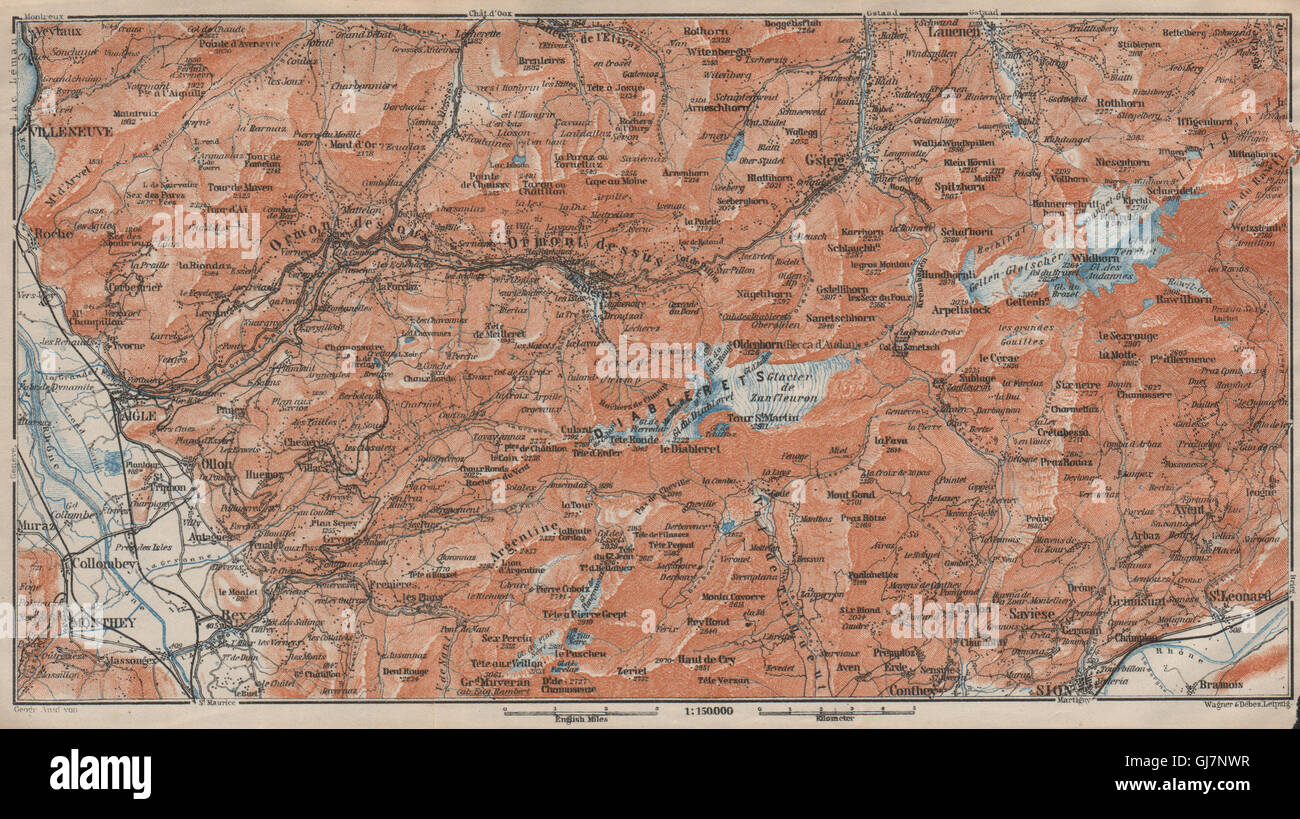 AIGLE DISTRICT.Les Diablerets Villars Gryon Leysin Les Mosses Ormont ...
