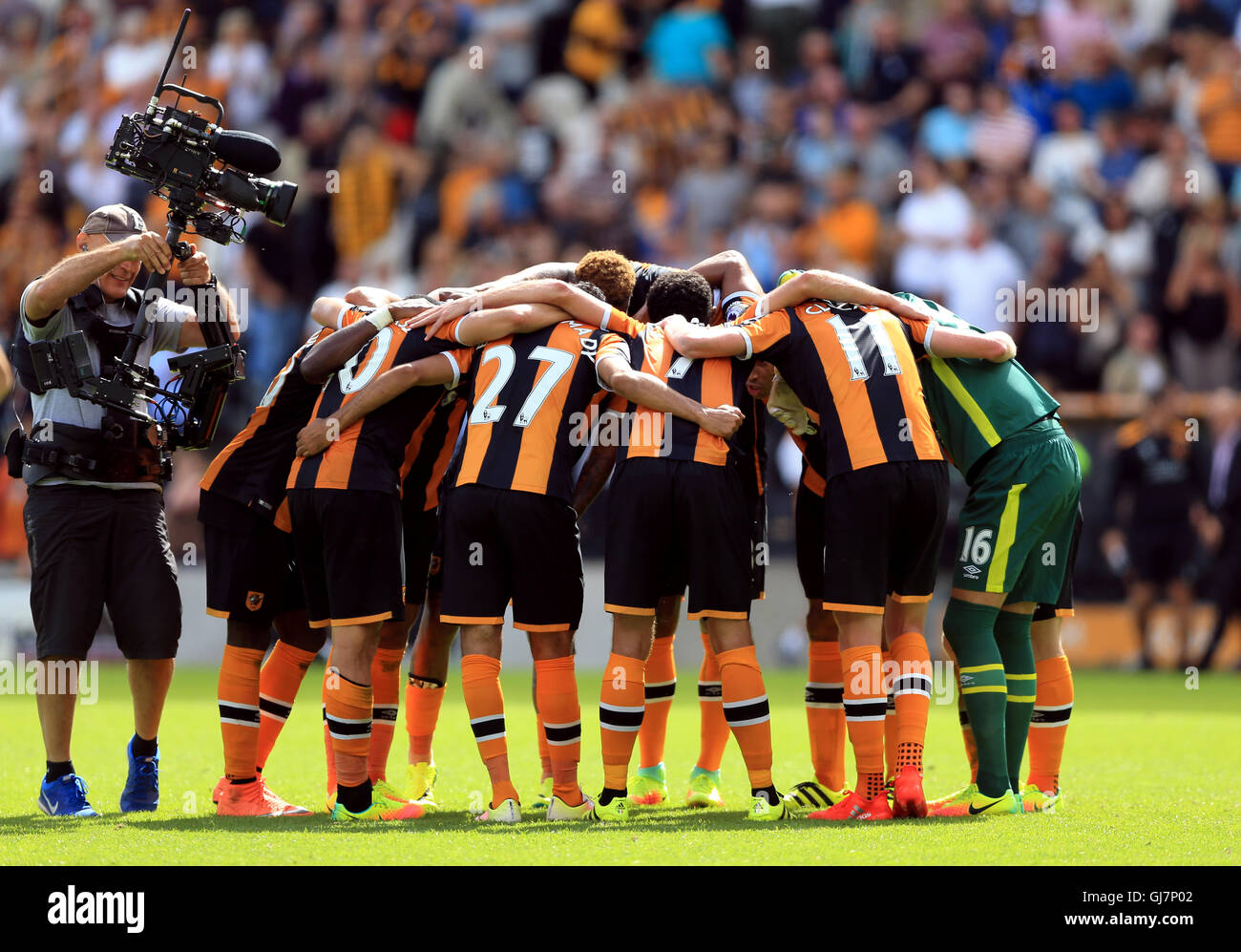 Hull City's players celebrate after the Premier League match at the ...