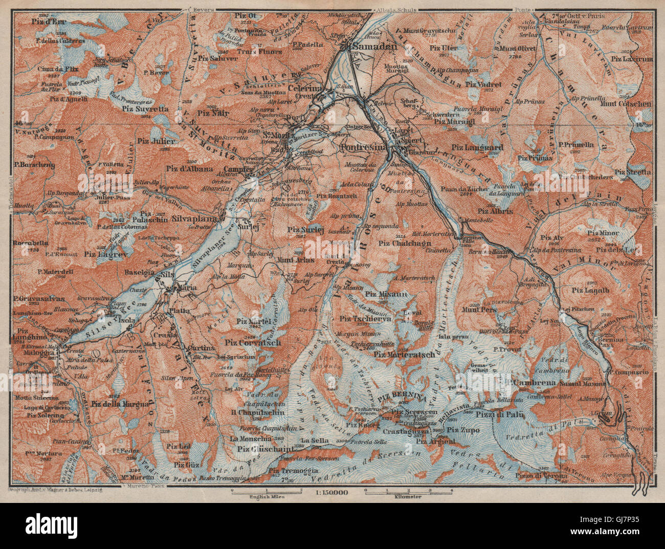 UPPER ENGADINE. St Moritz Celerina Pontresina Sils-Maria Bernina Range ...