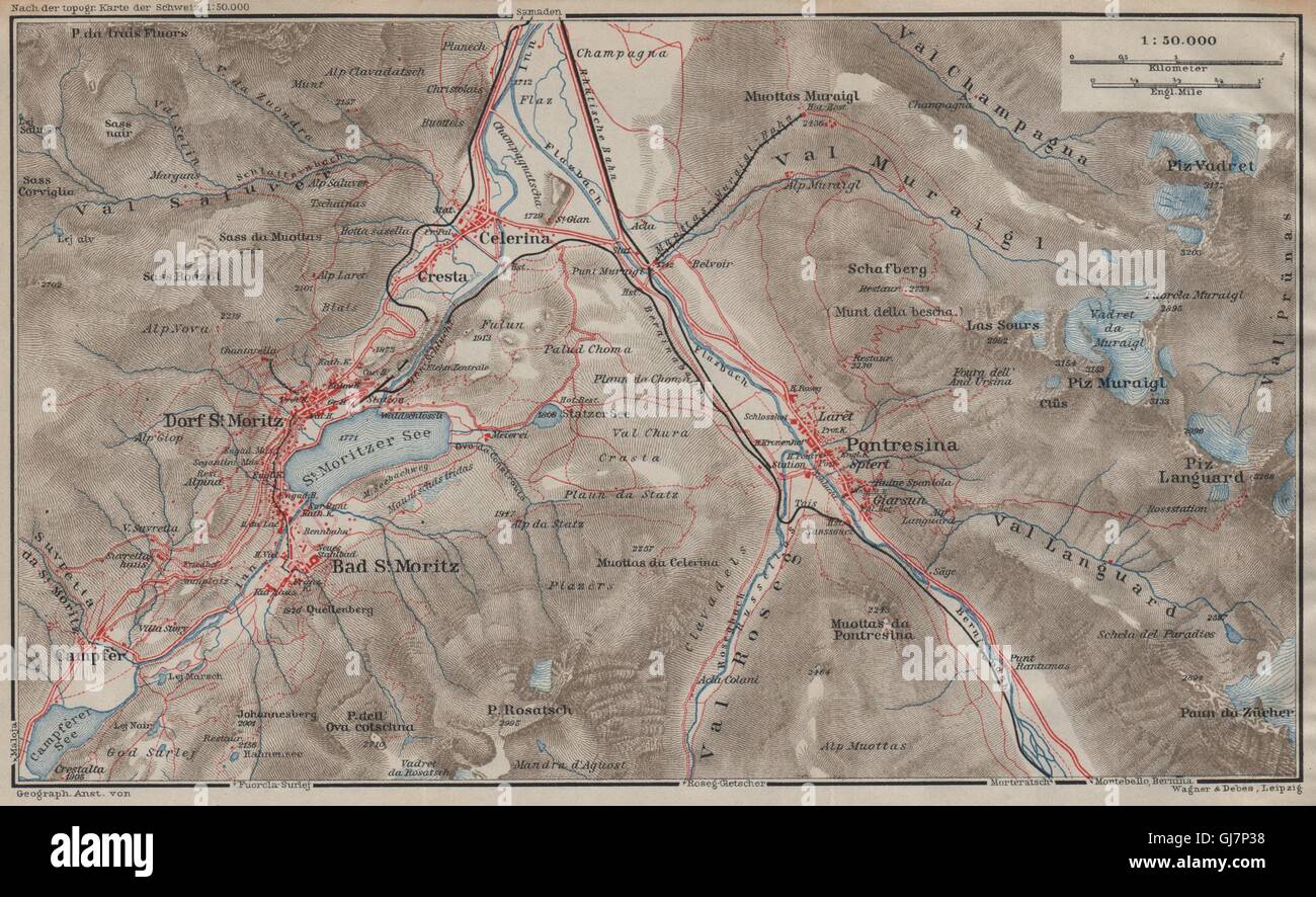 ST MORITZ & PONTRESINA. Celerina Cresta Piz Vadret/Muraigl/Languard ...