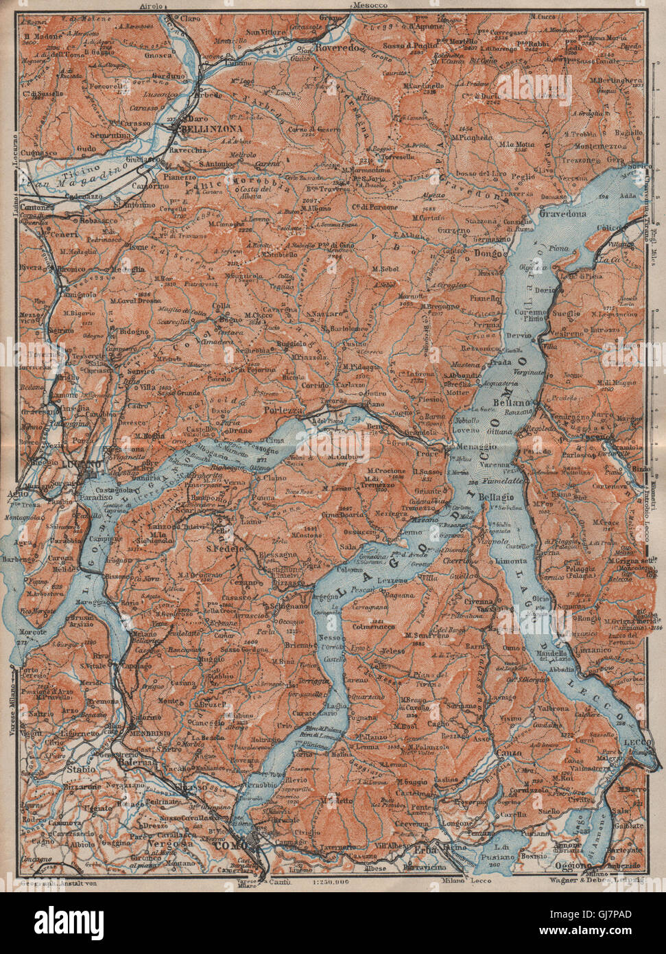 Lago di como map hi-res stock photography and images - Alamy