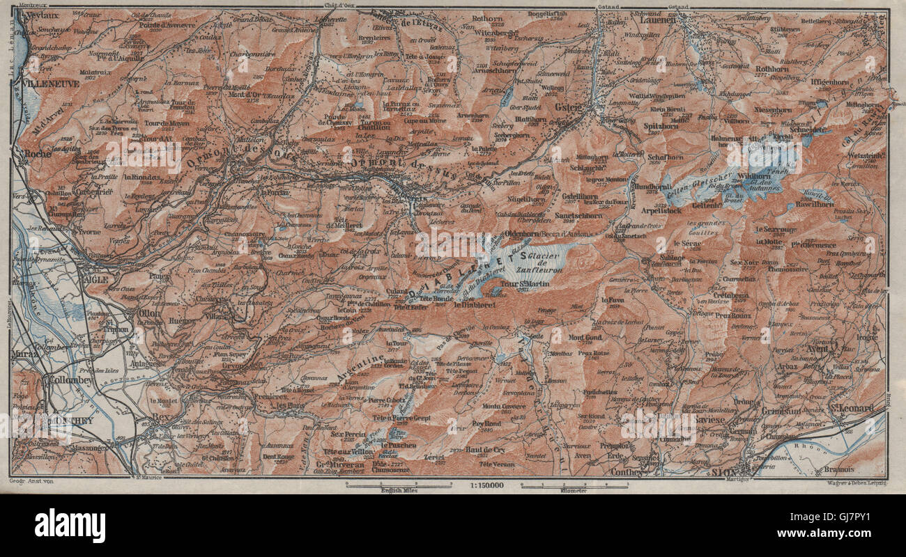 AIGLE DISTRICT.Les Diablerets Villars Gryon Leysin Les Mosses Ormont ...