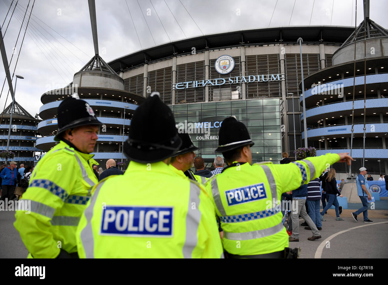 Police on duty outside the ground before the Premier League match at ...