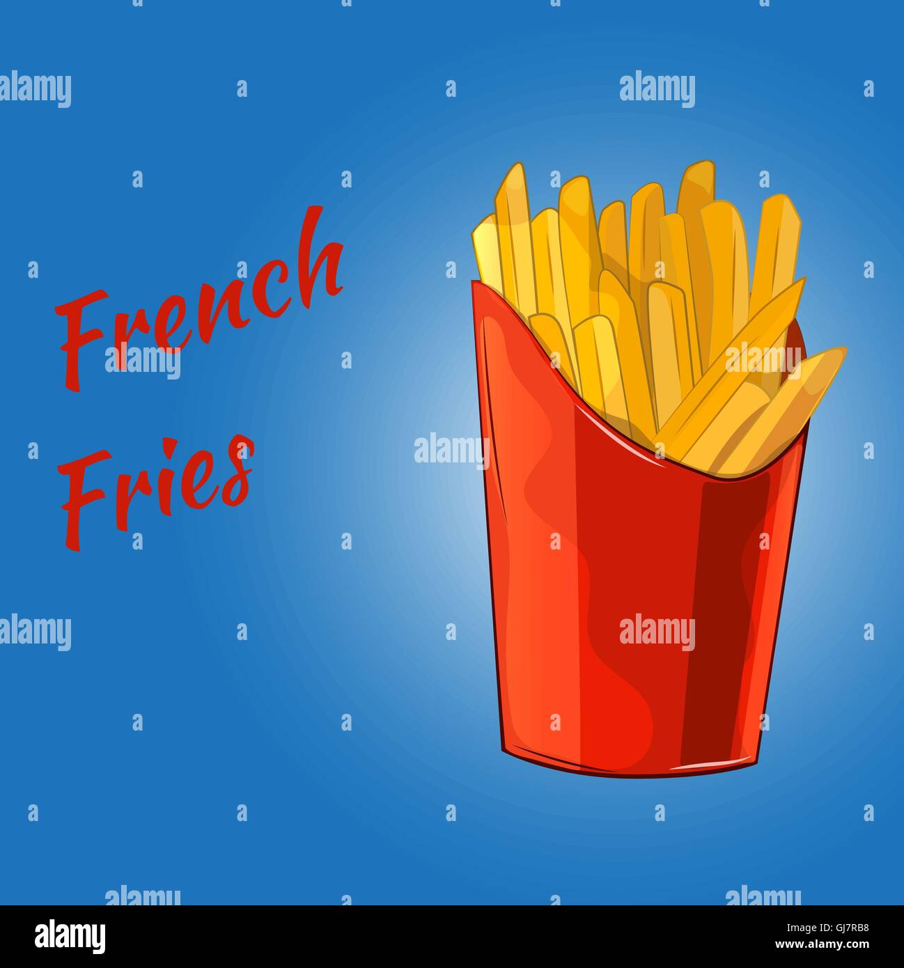 French fries on the blue background Stock Vector Image & Art - Alamy