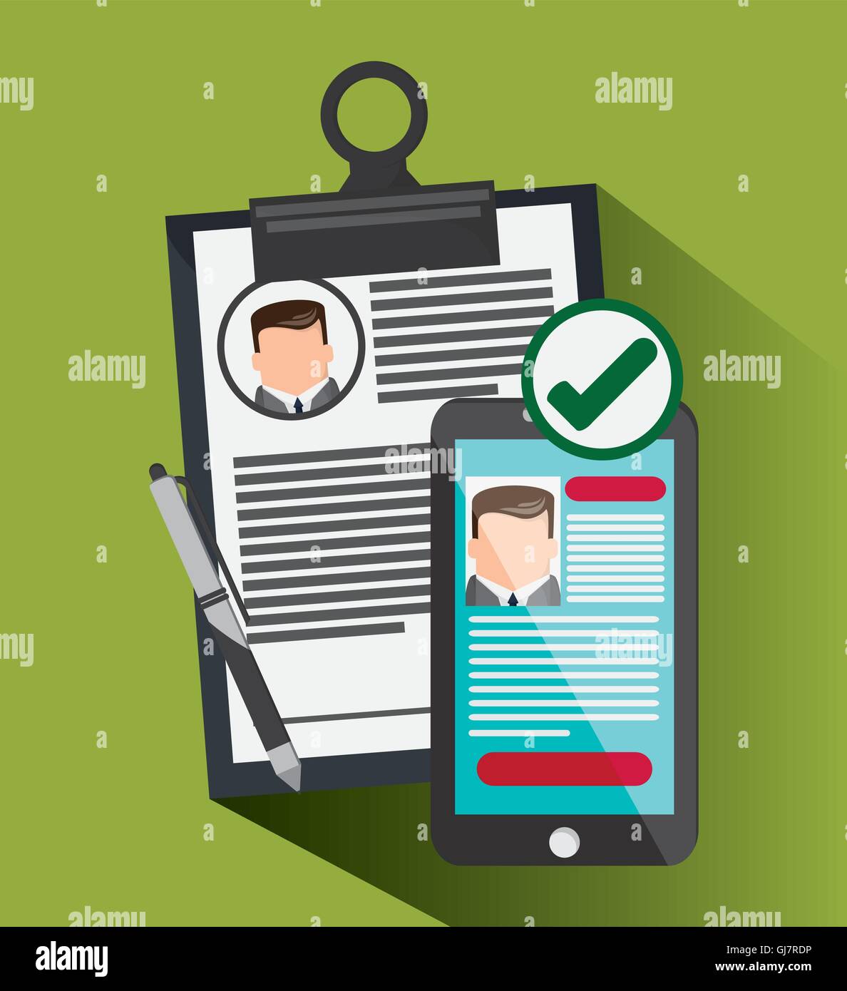 smartphone pen businessman cv document icon Stock Vector Image & Art ...
