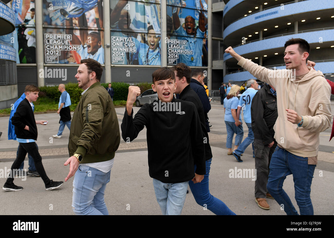 Fans outside the stadium before the Premier League match at the Etihad ...