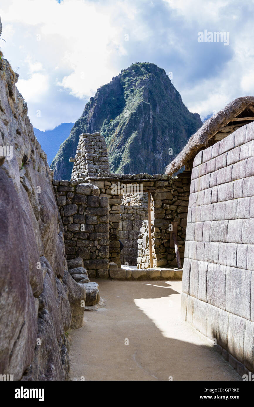 Machu Pichu, Peru - May 16 : Detail in the doorway and construction of ...