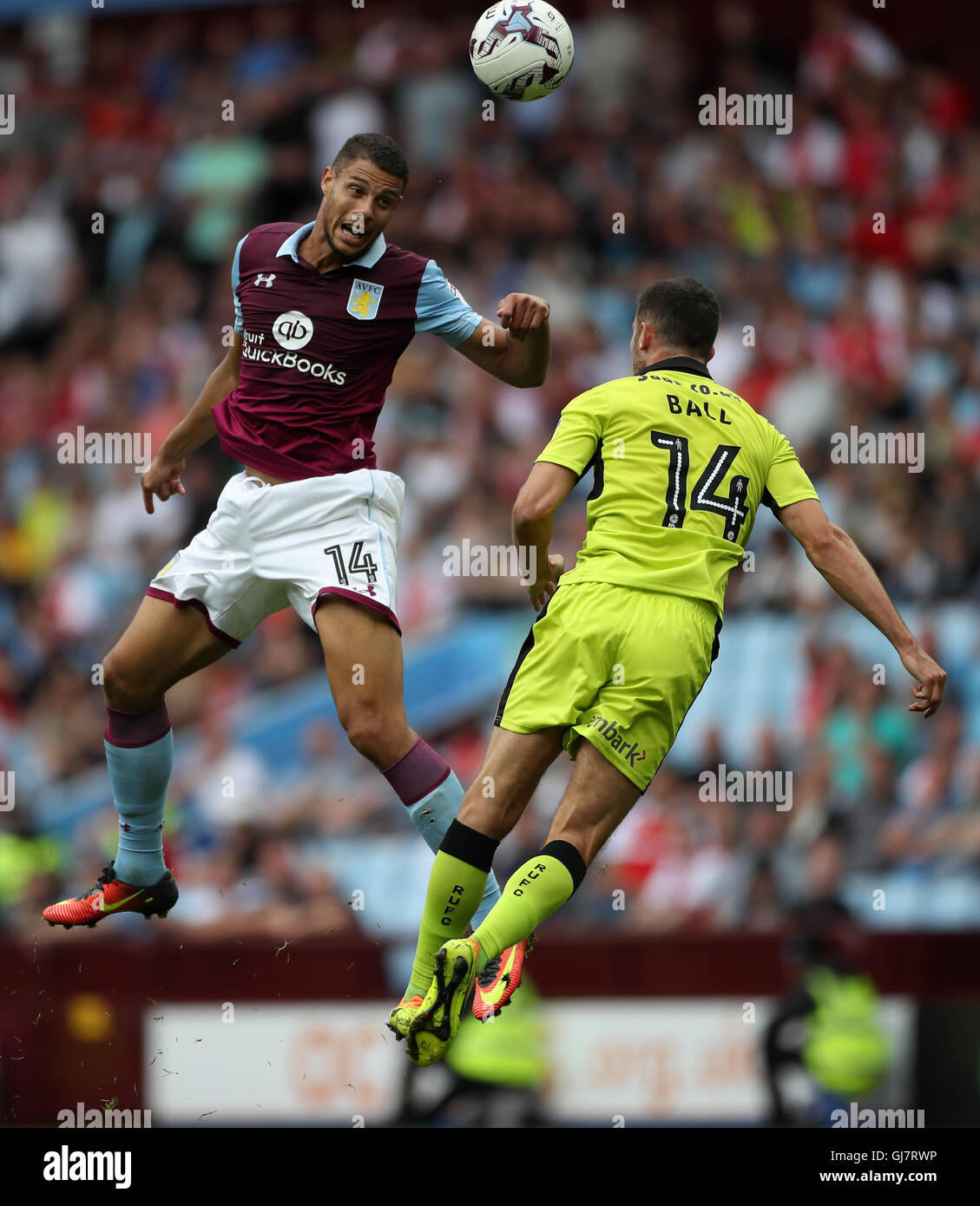 Aston Villa's Rudy Gestede wins beating Rotherham United's Dominic Ball ...