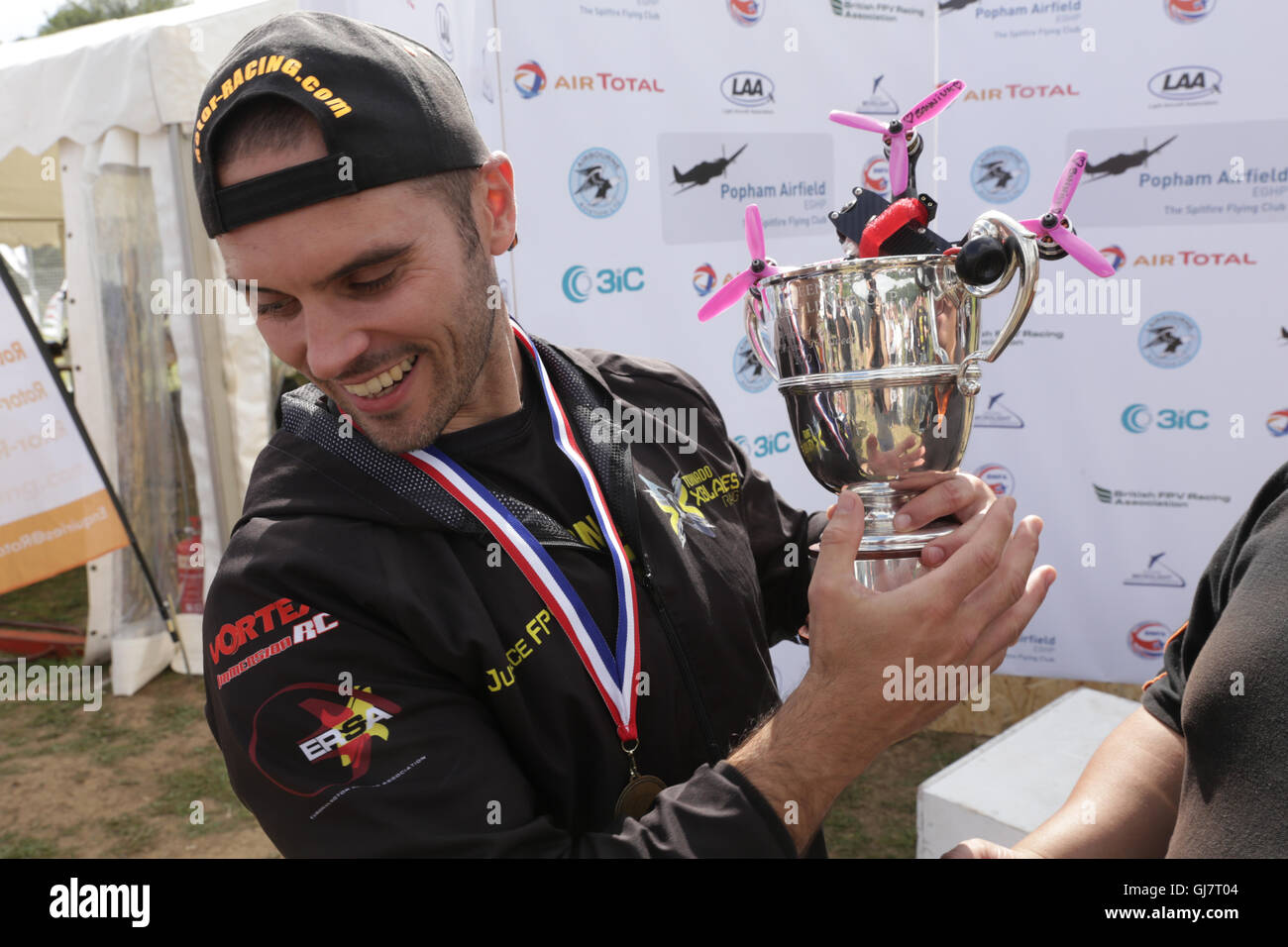 Drone Racing Queen's Cup 2016. Drone racer pilots at the flightline ...