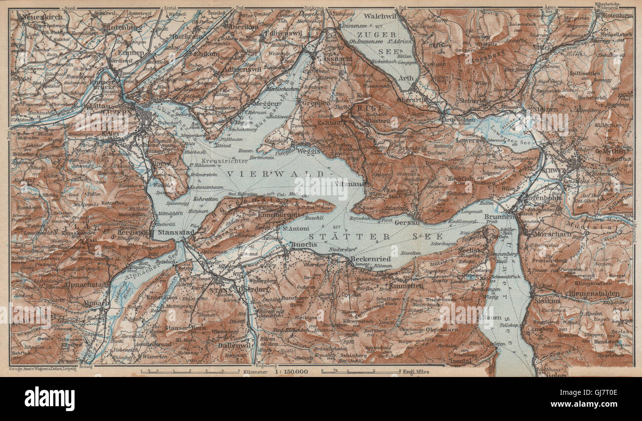 LAKE LUCERNE Vierwaldstättersee. Luzern Stans Weggis Brunnen Schwyz ...