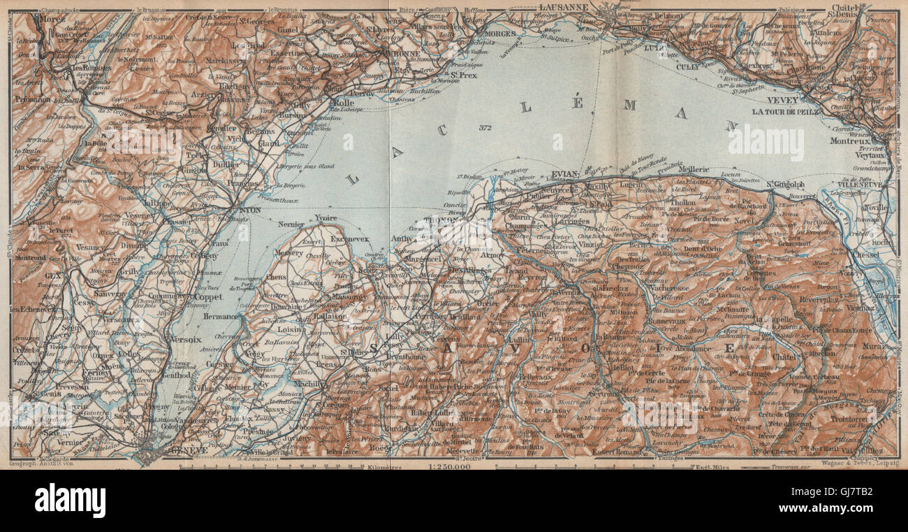 Map of lake geneva hi-res stock photography and images - Alamy