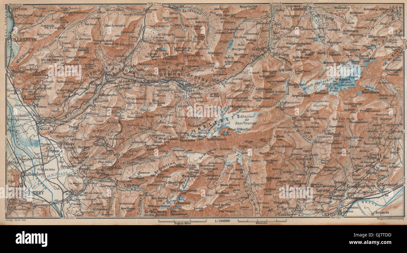 AIGLE DISTRICT.Les Diablerets Villars Gryon Leysin Les Mosses Ormont ...