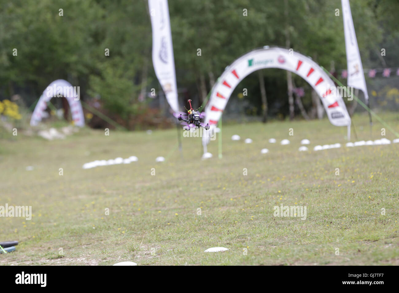 Drone Racing Queen's Cup 2016. FPV drones leave the start line at the ...