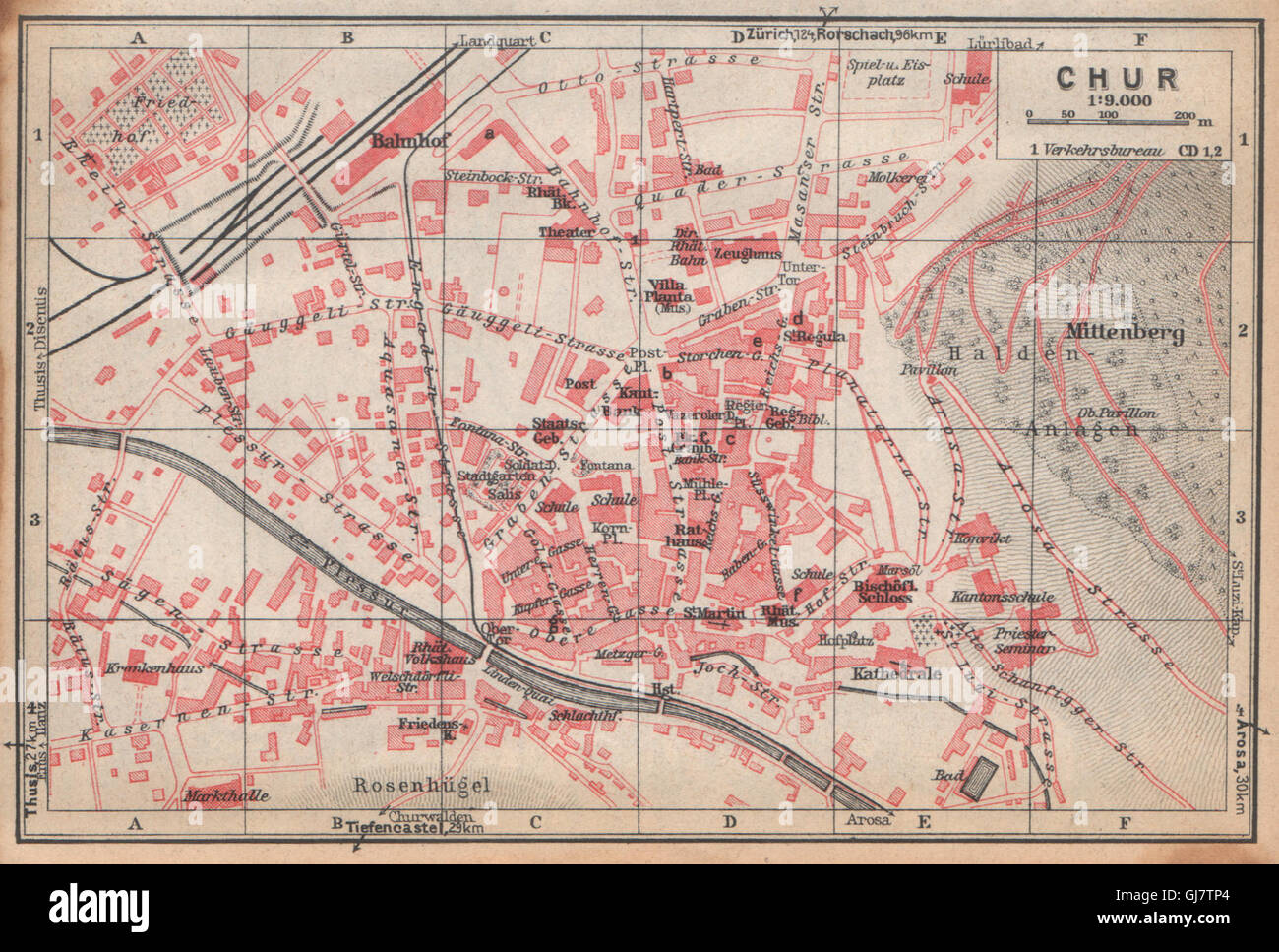 COIRE / CHUR. Chur. town city stadtplan. Switzerland Suisse Schweiz ...