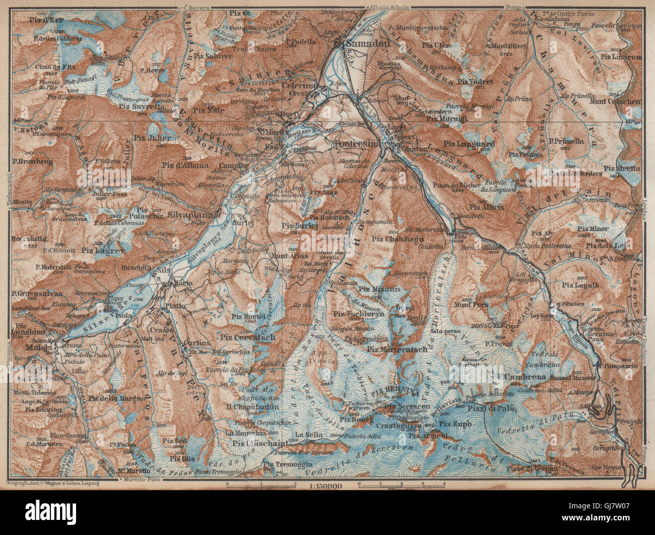 UPPER ENGADINE. St Moritz Celerina Pontresina Sils-Maria Bernina Range ...