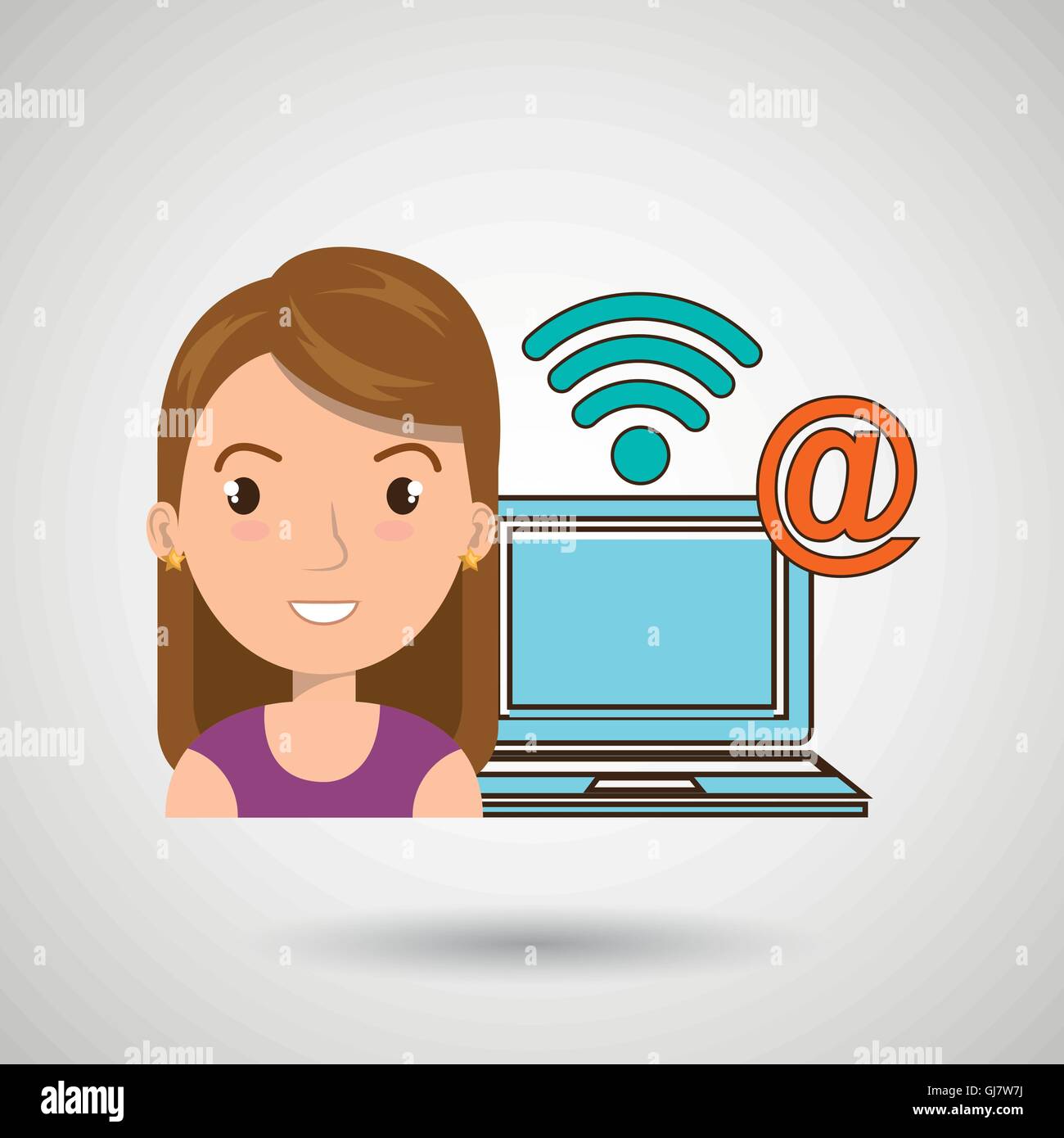 woman laptop wifi at Stock Vector Image & Art - Alamy