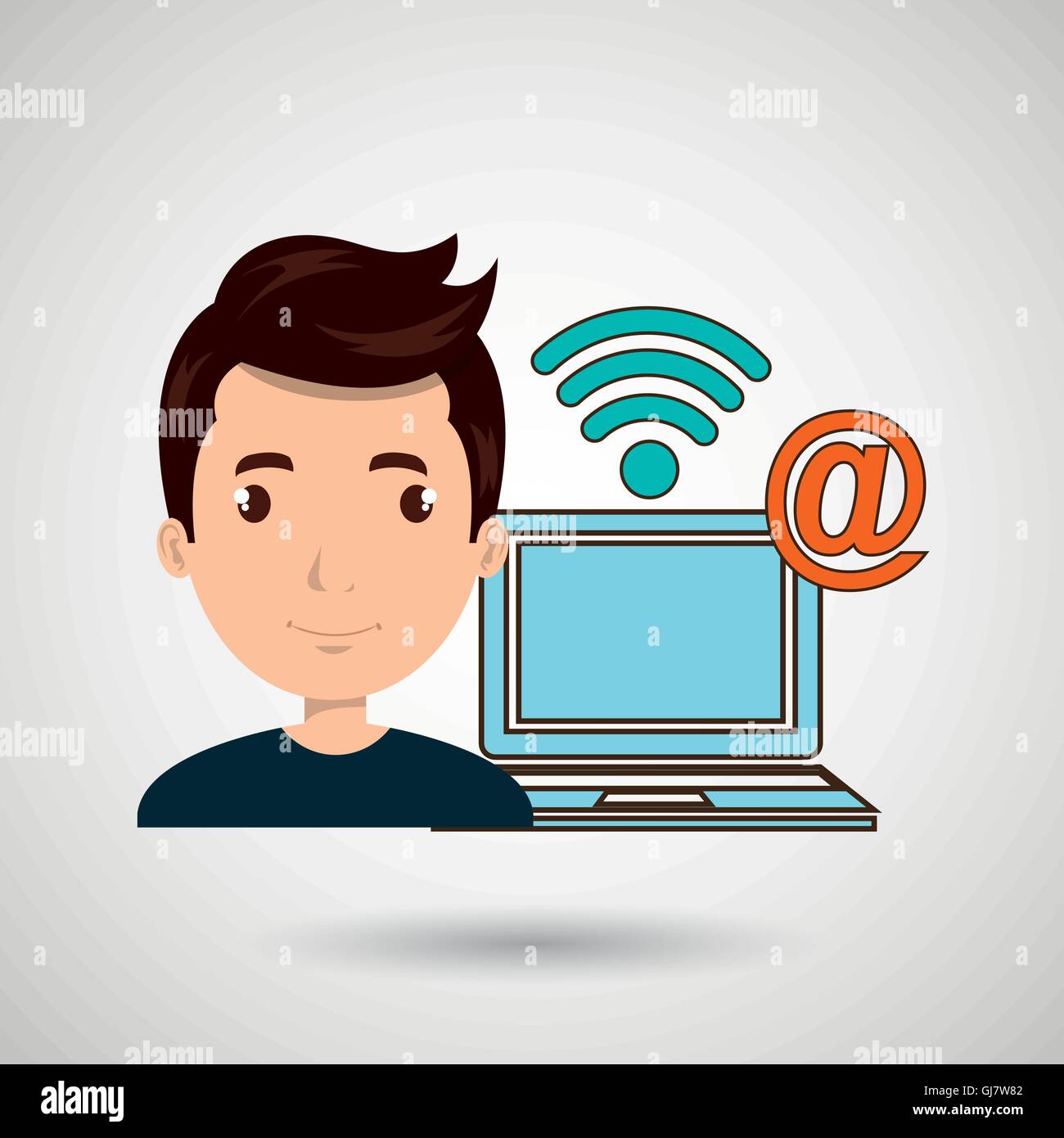 man laptop wifi at Stock Vector Image & Art - Alamy