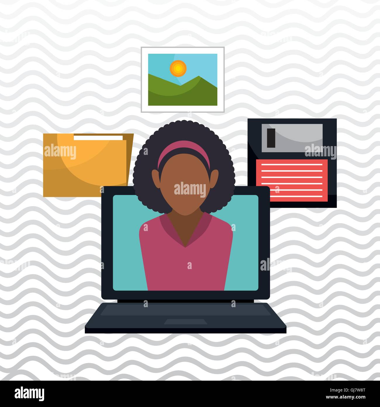 woman folder floppy laptop Stock Vector Image & Art - Alamy