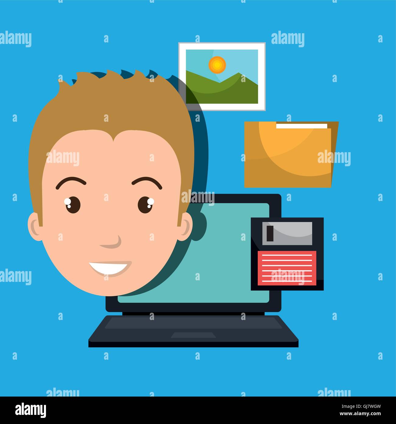 man folder floppy laptop Stock Vector Image & Art - Alamy
