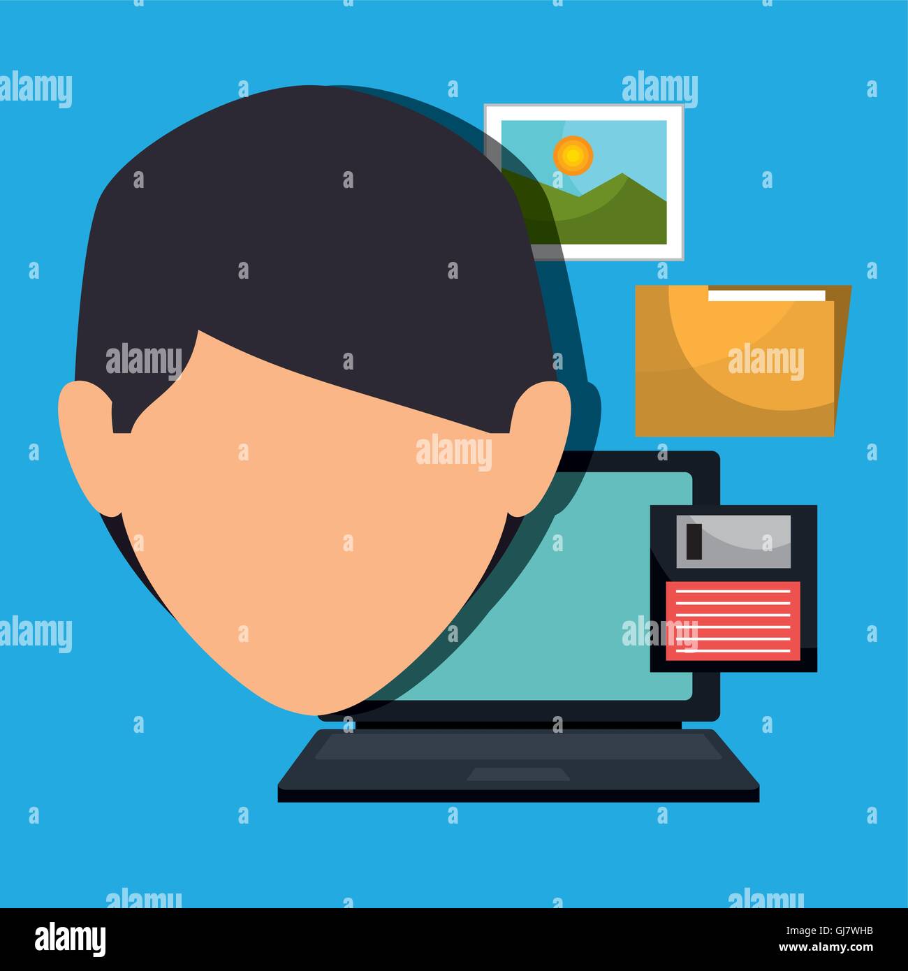 man folder floppy laptop Stock Vector Image & Art - Alamy