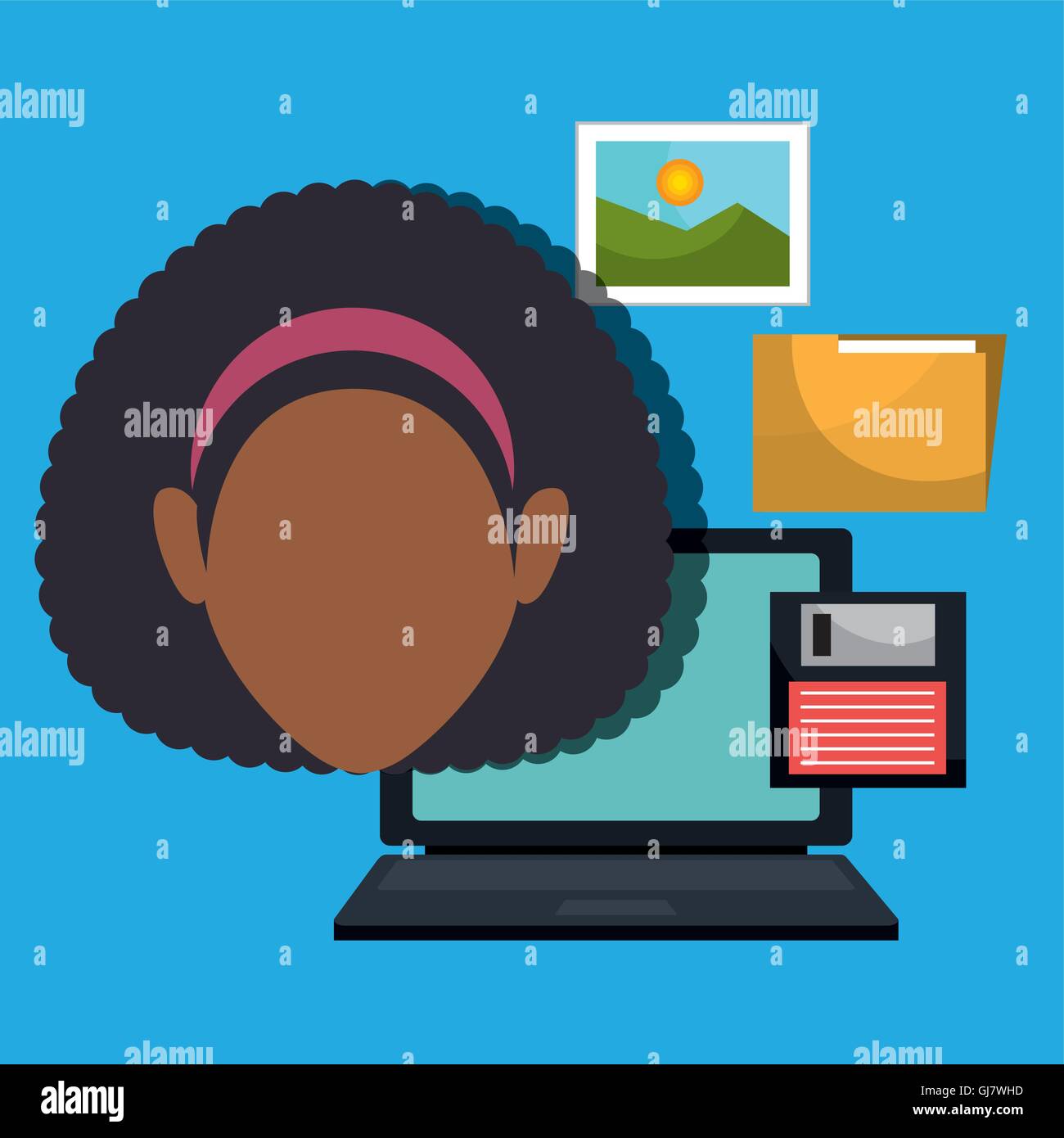 woman folder floppy laptop Stock Vector Image & Art - Alamy