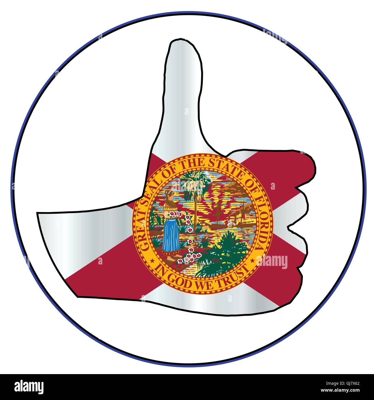 A Florida Flag hand giving the thumbs up sign all over a white ...