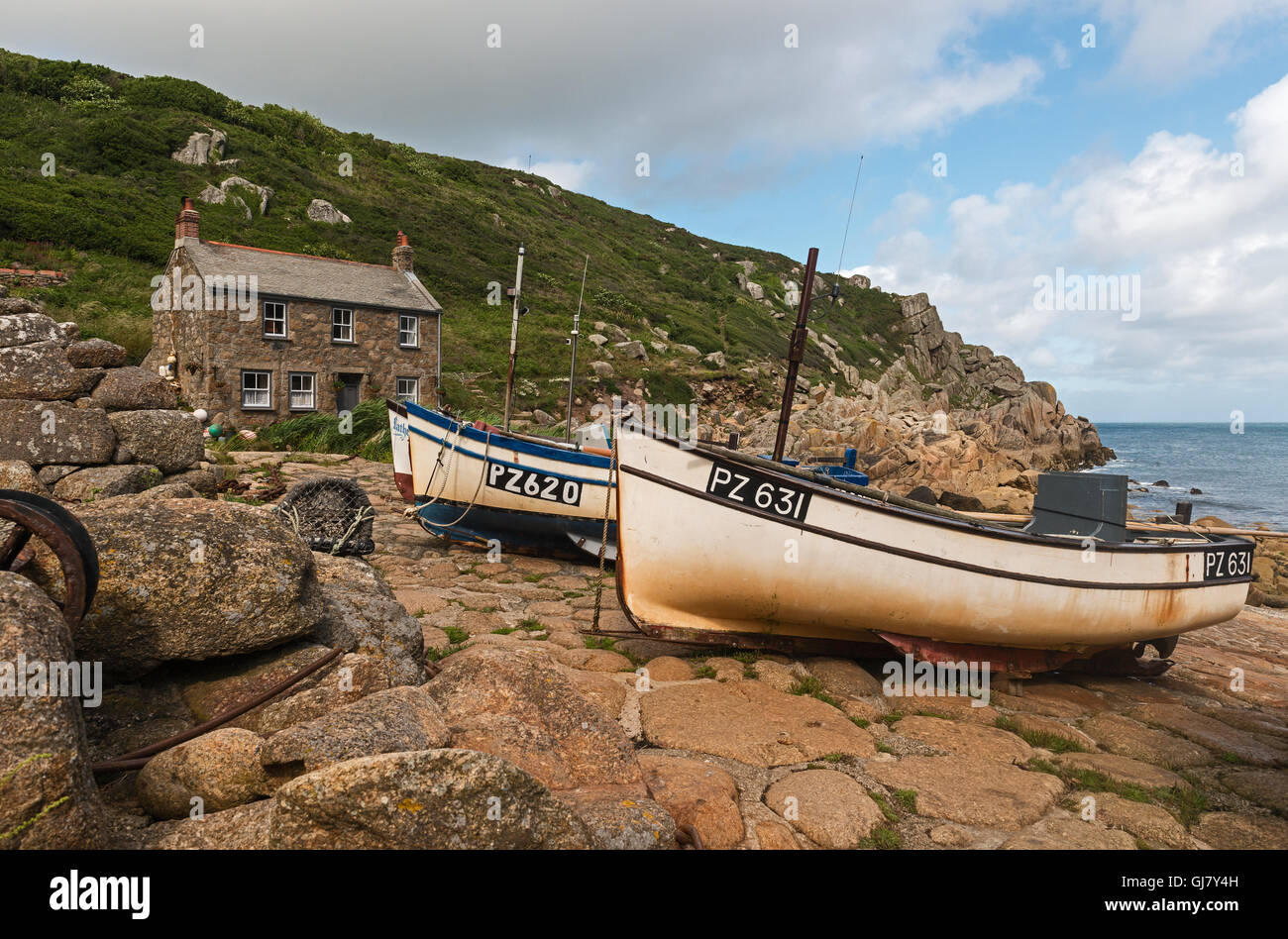 Fishing boats at Penberth Cove in Cornwall England UK Stock Photo - Alamy