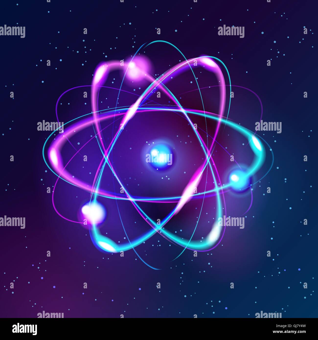 Blue Shining atom Abstract Technology dark background Stock Vector ...