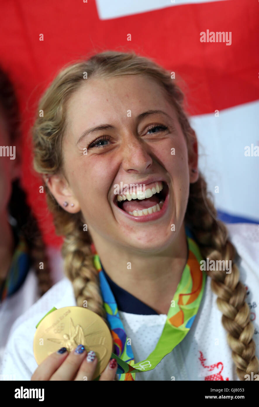 Great Britains Laura Trott With Her Gold Medal Following The Womens