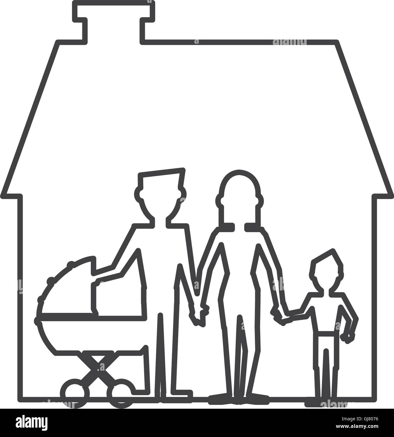 family and house pictogram icon Stock Vector Image & Art - Alamy
