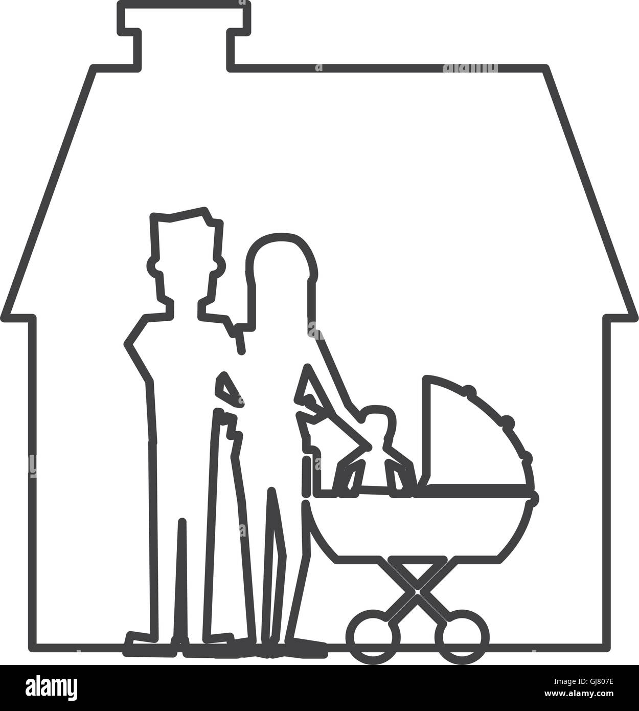 family and house pictogram icon Stock Vector Image & Art - Alamy