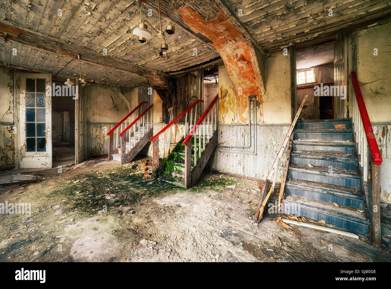 Stairs in a former hotel Stock Photo - Alamy