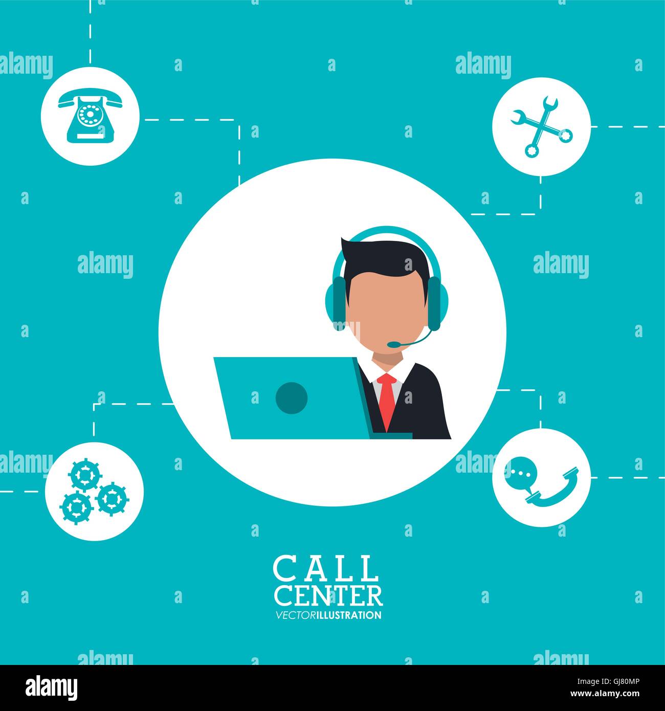 operator assistant man headphone call center icon Stock Vector Image ...