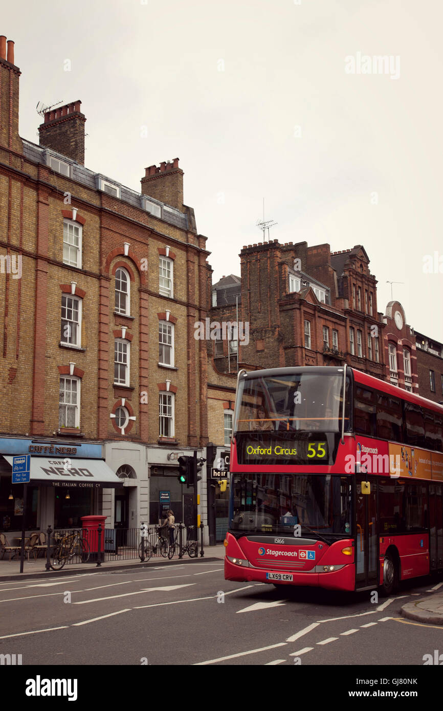 Street, town, bus, British Stock Photo - Alamy