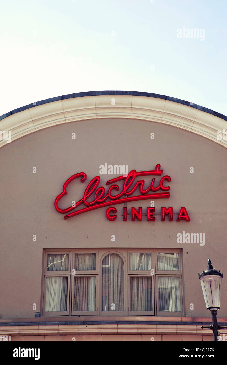 Building, Cinema, neon sign Stock Photo - Alamy