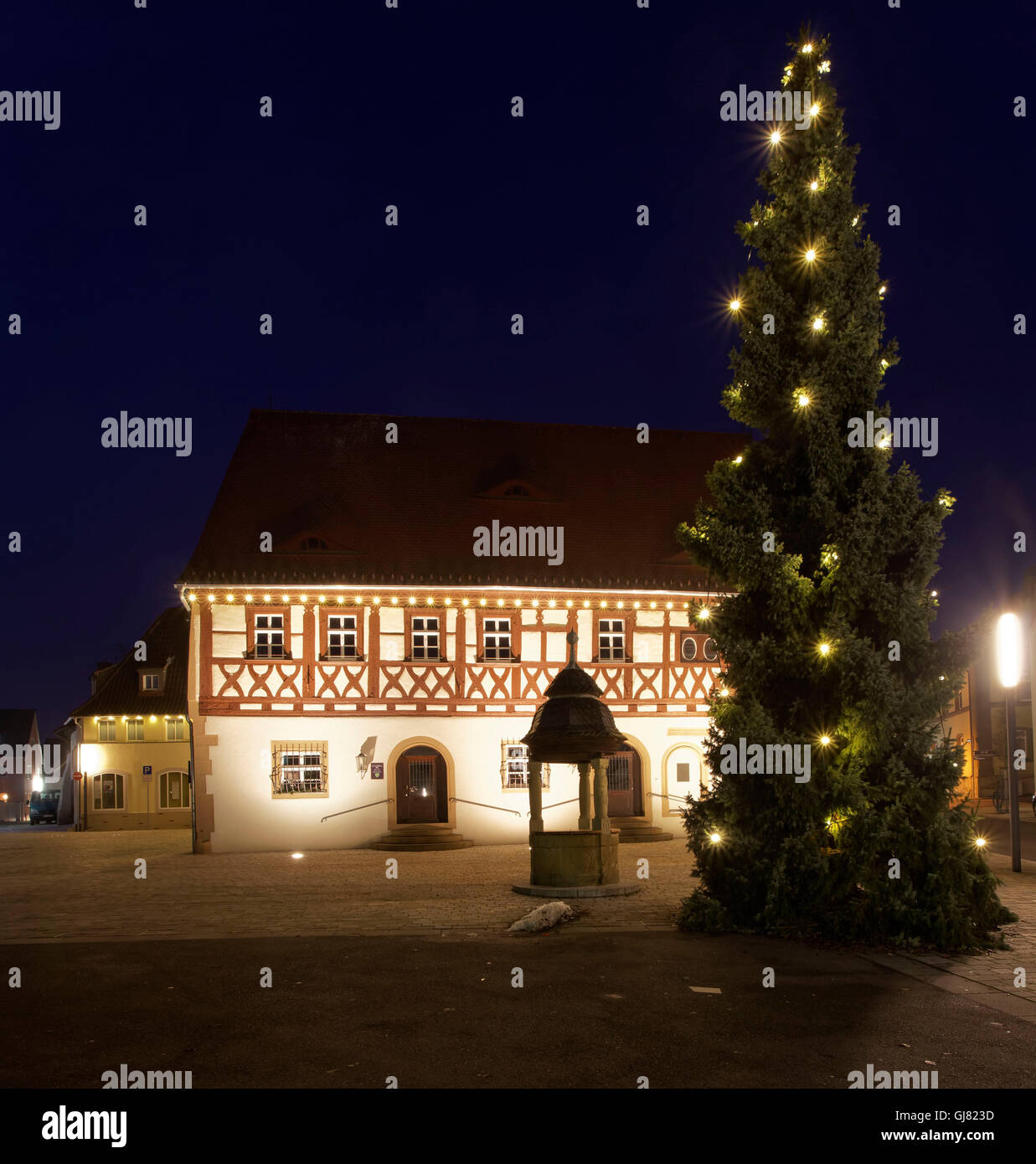 historic town hall of 1561 in Gochsheim, district of Schweinfurt, Lower ...