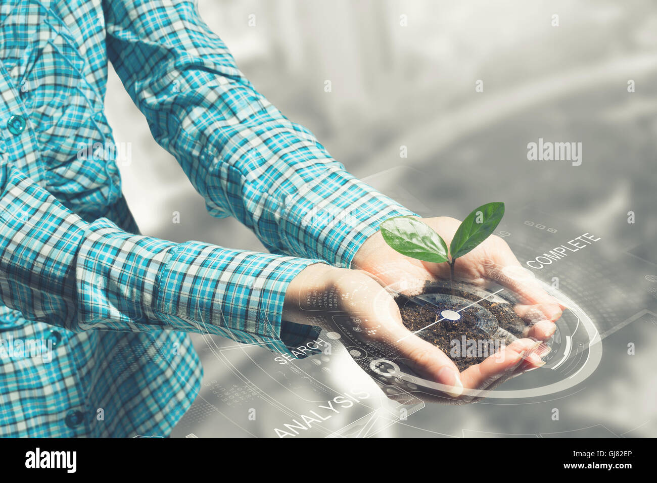 Nature and technology interaction Stock Photo - Alamy