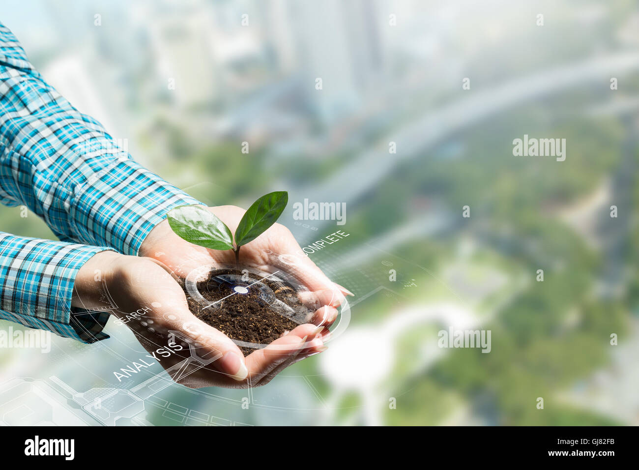 Nature and technology interaction Stock Photo - Alamy