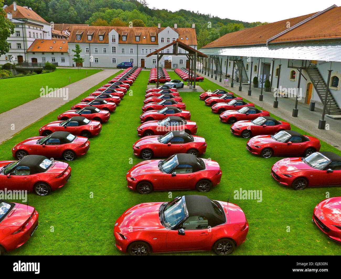 Car advertising, Germany, Fürstenfeldbruck, monastry courtyard, Mazda ...