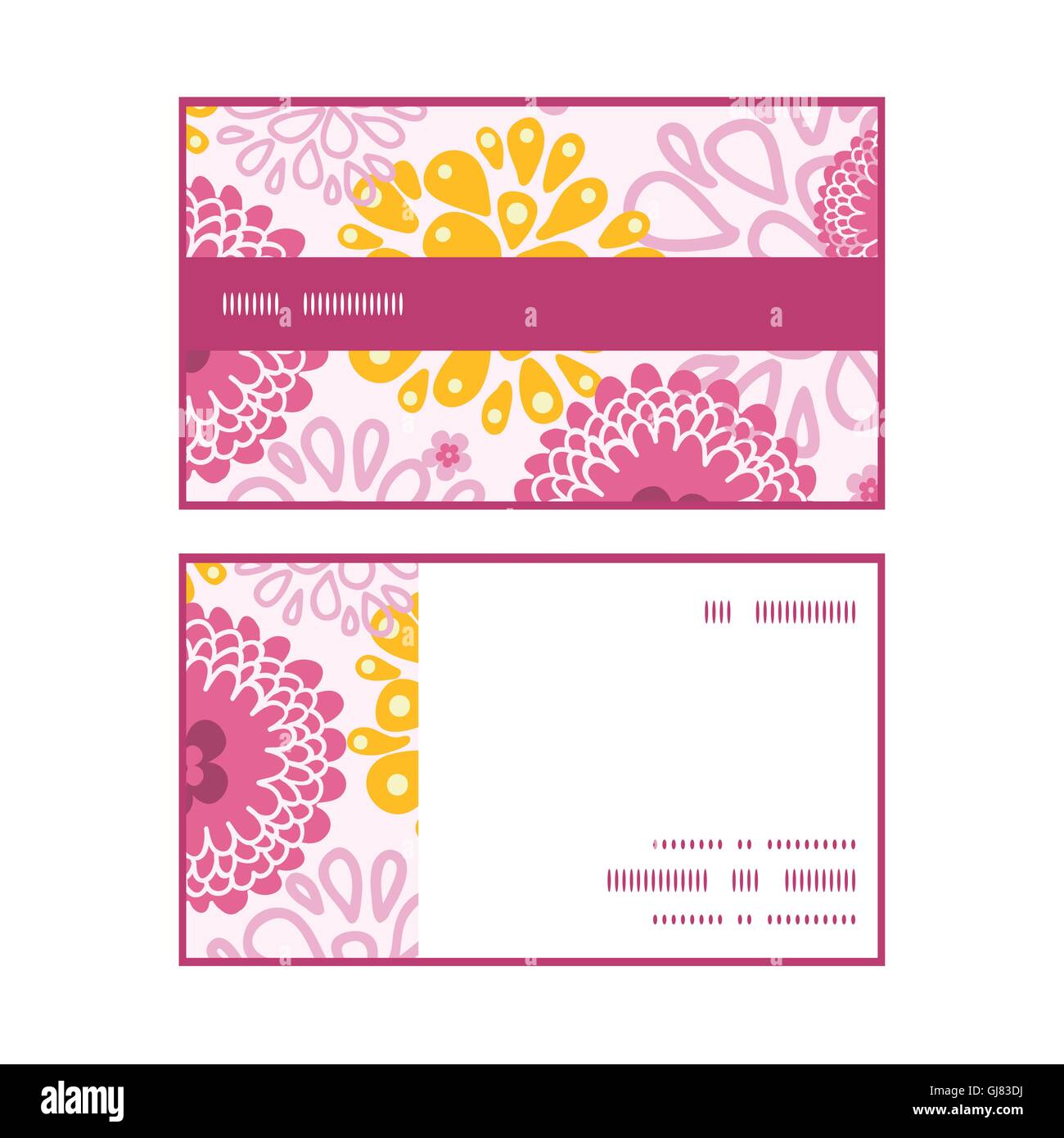 Vector pink field flowers horizontal stripe frame pattern business ...