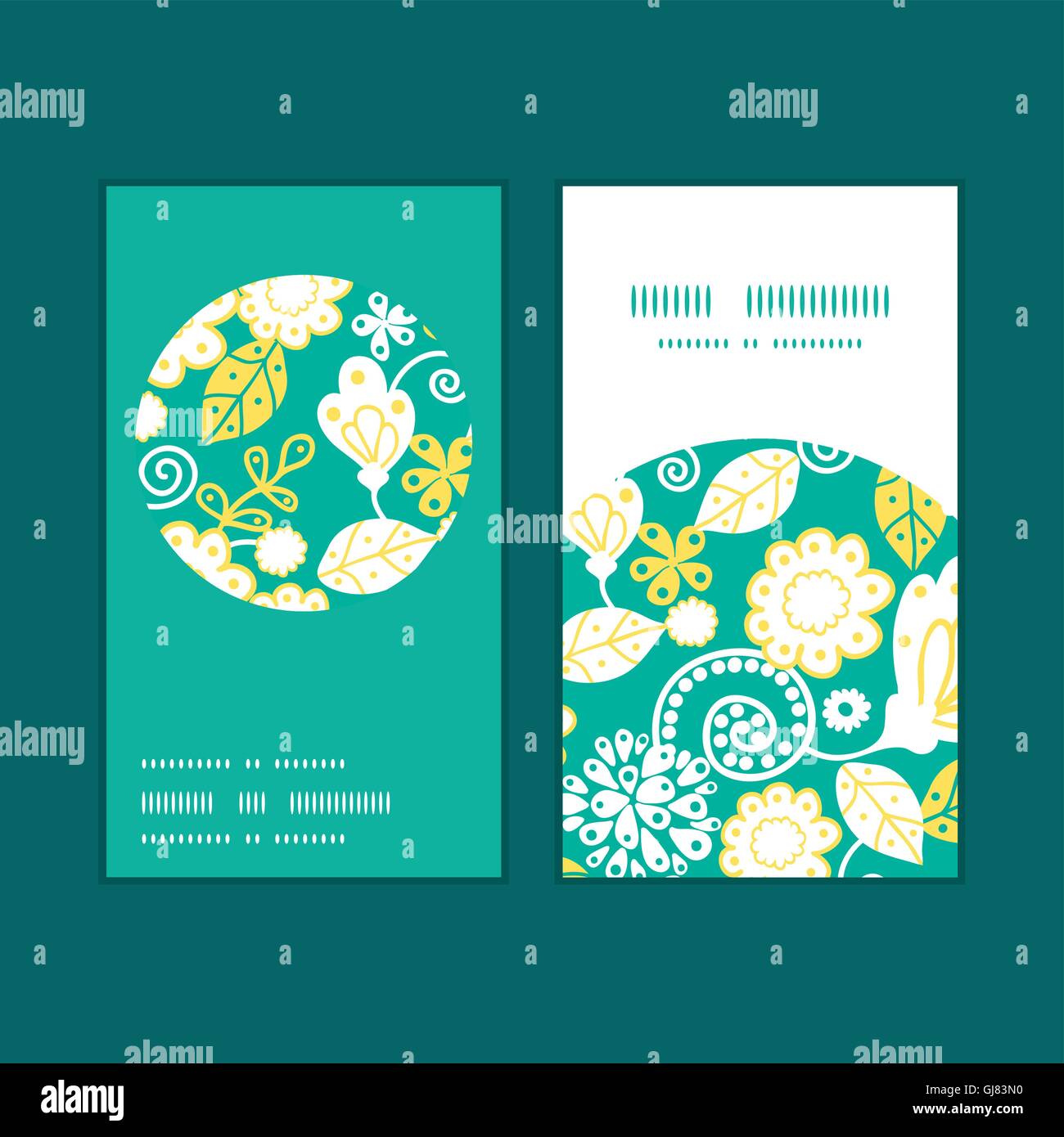 Vector emerald flowerals vertical round frame pattern business c Stock ...