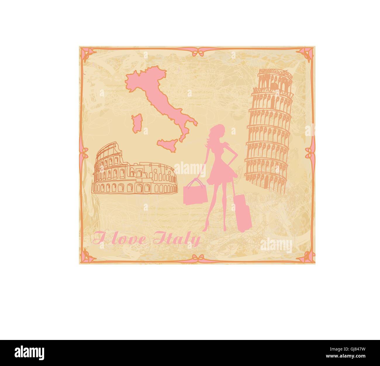 Italy travel grunge card Stock Vector Images - Alamy