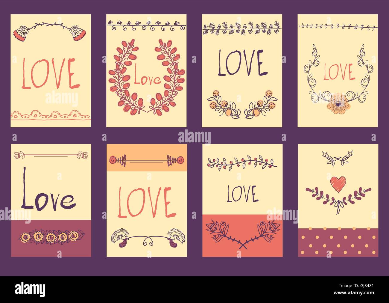 set of template design for greeting card Love Stock Vector Image & Art ...